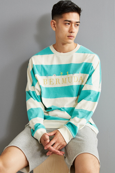 UO Embroidered Bermuda Stripe Long Sleeve Tee | Urban Outfitters