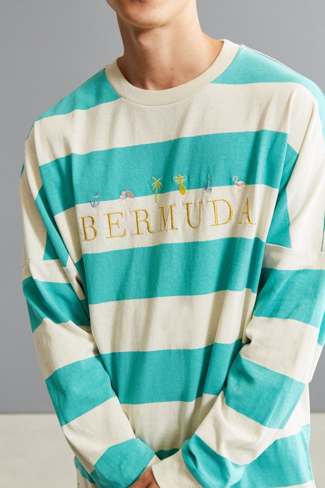UO Embroidered Bermuda Stripe Long Sleeve Tee | Urban Outfitters