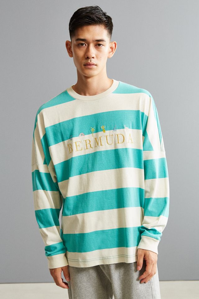 UO Embroidered Bermuda Stripe Long Sleeve Tee | Urban Outfitters