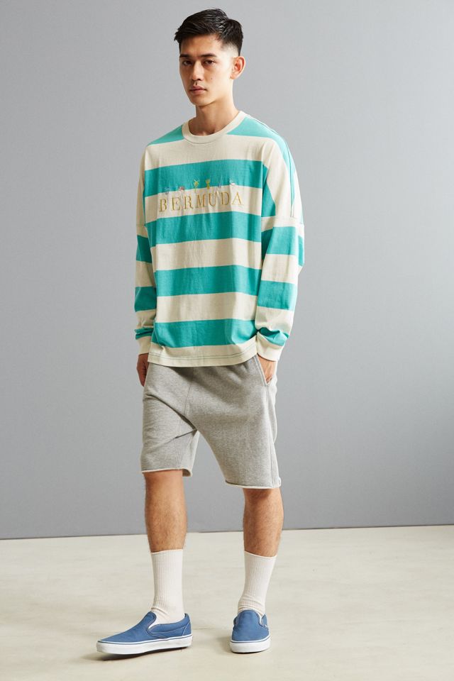 UO Embroidered Bermuda Stripe Long Sleeve Tee | Urban Outfitters