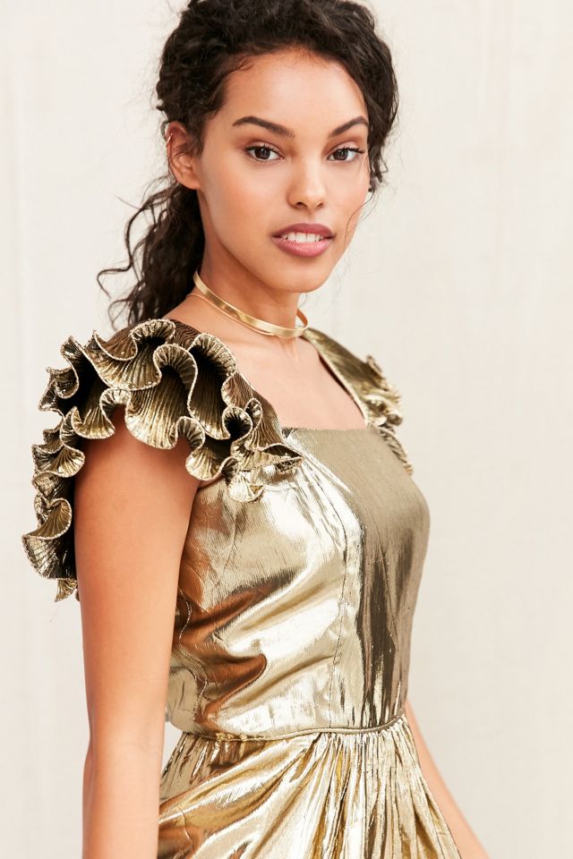 Vintage Gold Metallic Dress | Urban Outfitters