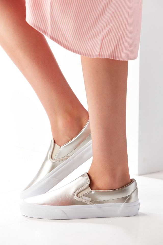 Vans Silver Metallic Slip-On Sneaker | Urban Outfitters