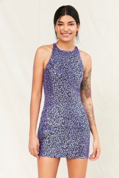 Vintage Purple Sequin Mini Dress Urban Outfitters