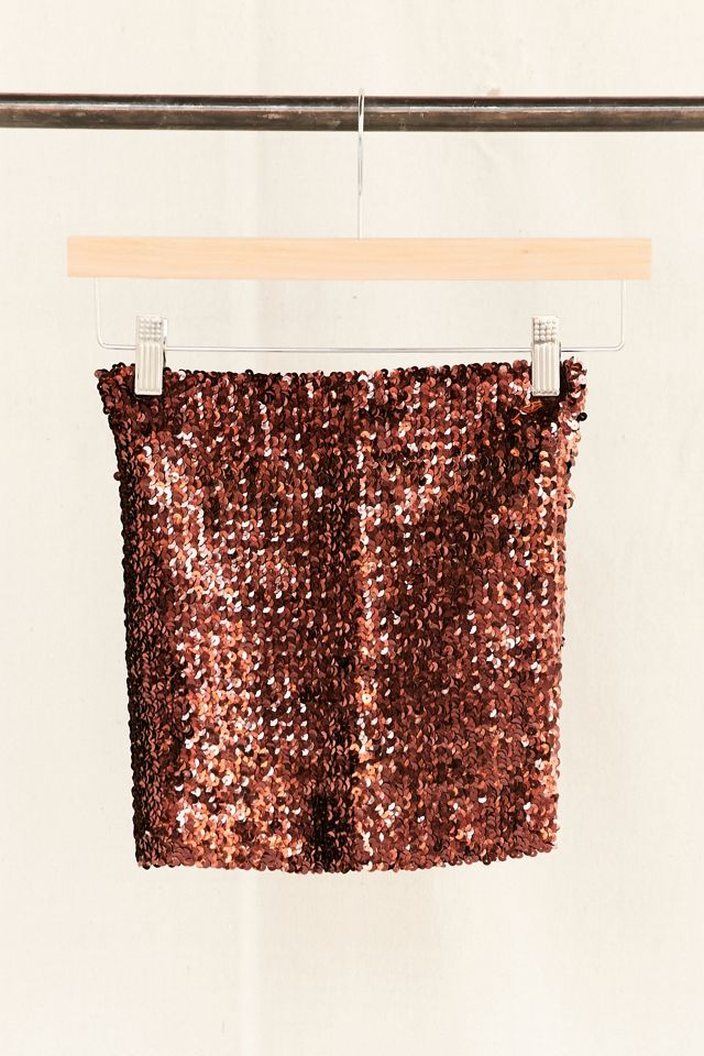 Vintage Bronze Sequin Tube Top | Urban Outfitters