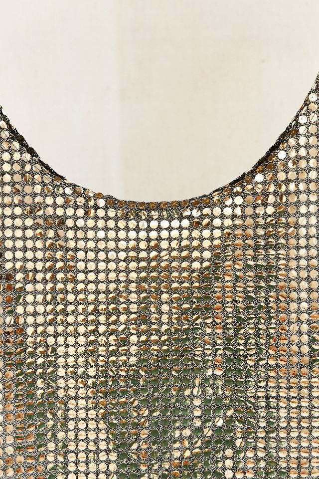 Vintage Gold Sequin Cropped Tank Top | Urban Outfitters