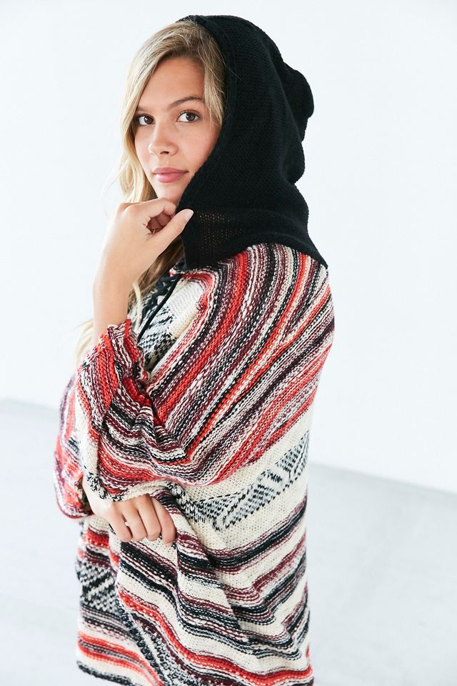 Ecote Printed Hoodie Poncho Sweater | Urban Outfitters Canada