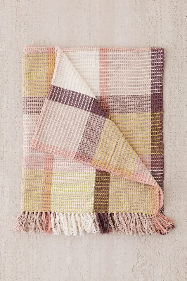 Plaid Waffle Knit Throw Blanket | Urban Outfitters