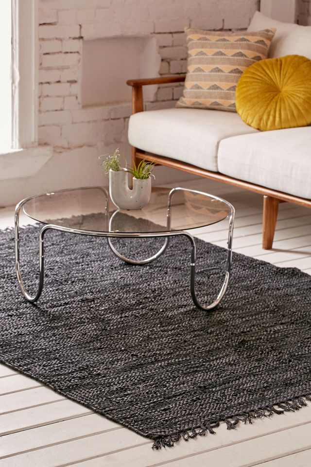 Moore Woven Leather Rug | Urban Outfitters
