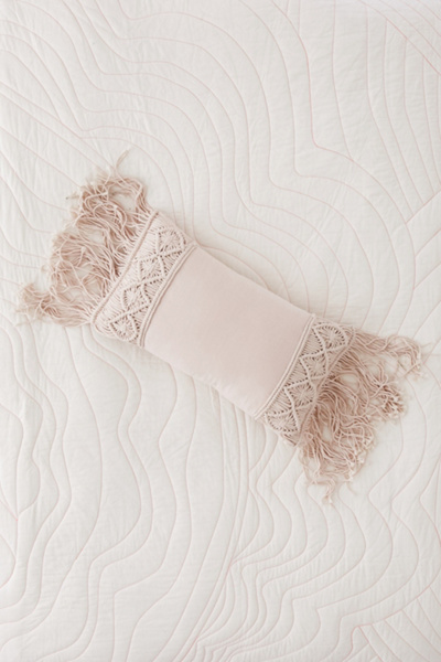 Aiko Crochet Fringe Bolster Pillow | Urban Outfitters