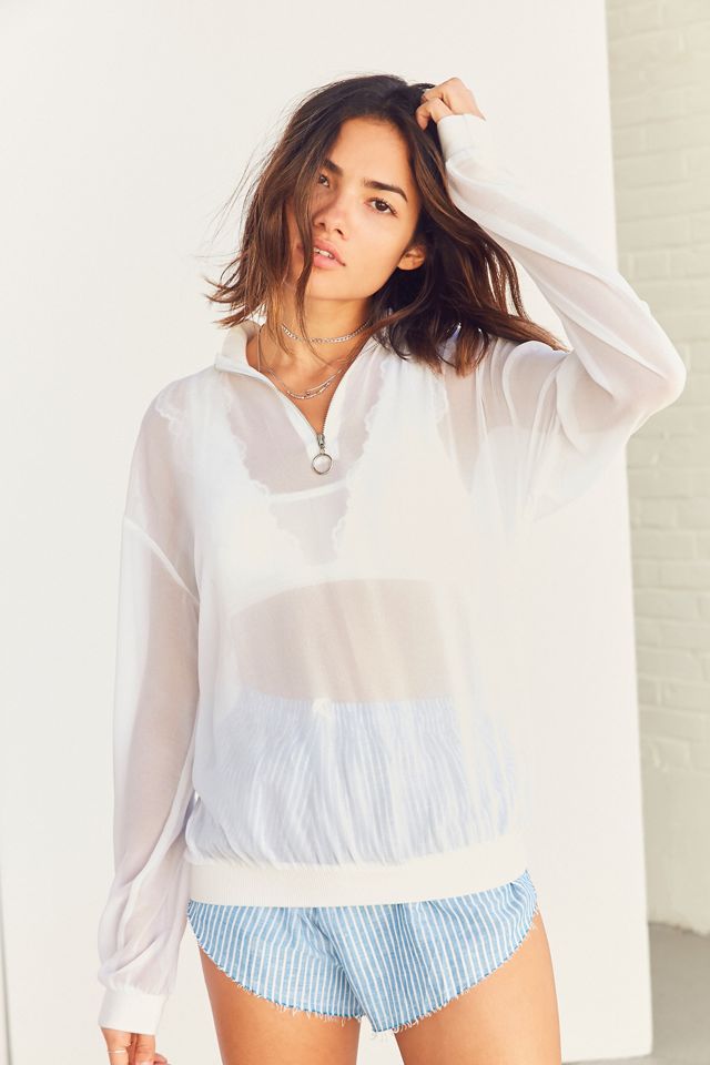 Silence + Noise Chiffon Popover Zip-Up Top | Urban Outfitters