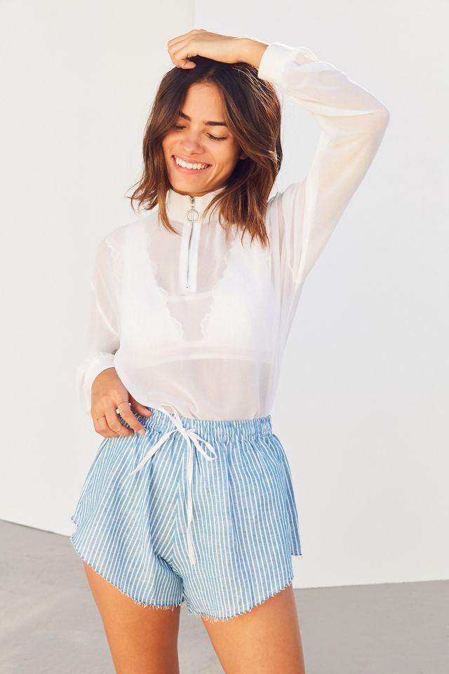 Silence + Noise Chiffon Popover Zip-Up Top | Urban Outfitters