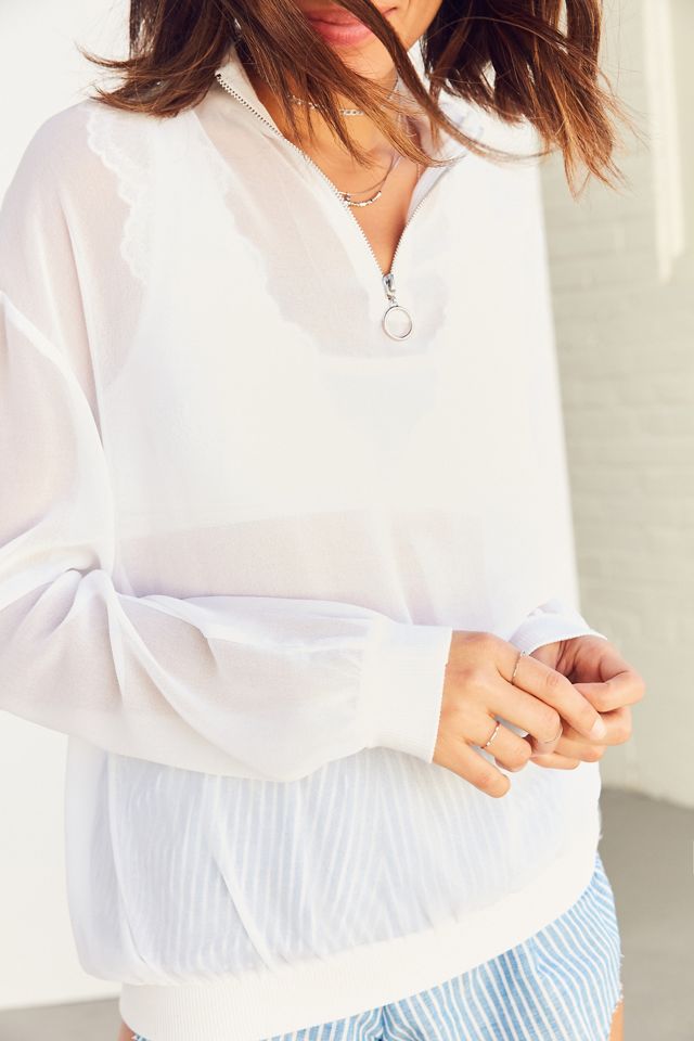 Silence + Noise Chiffon Popover Zip-Up Top | Urban Outfitters