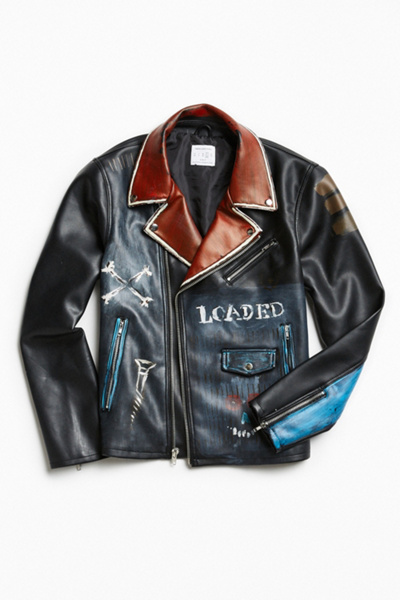 Custom Hand Painted Faux Leather Jacket | Urban Outfitters