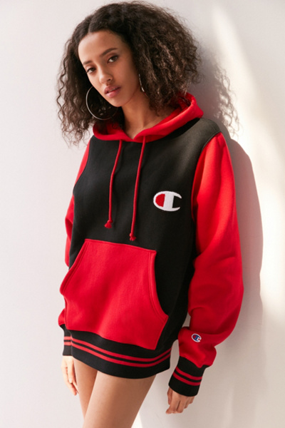 Champion Mini Logo Colorblock Hoodie Sweatshirt | Urban Outfitters Canada