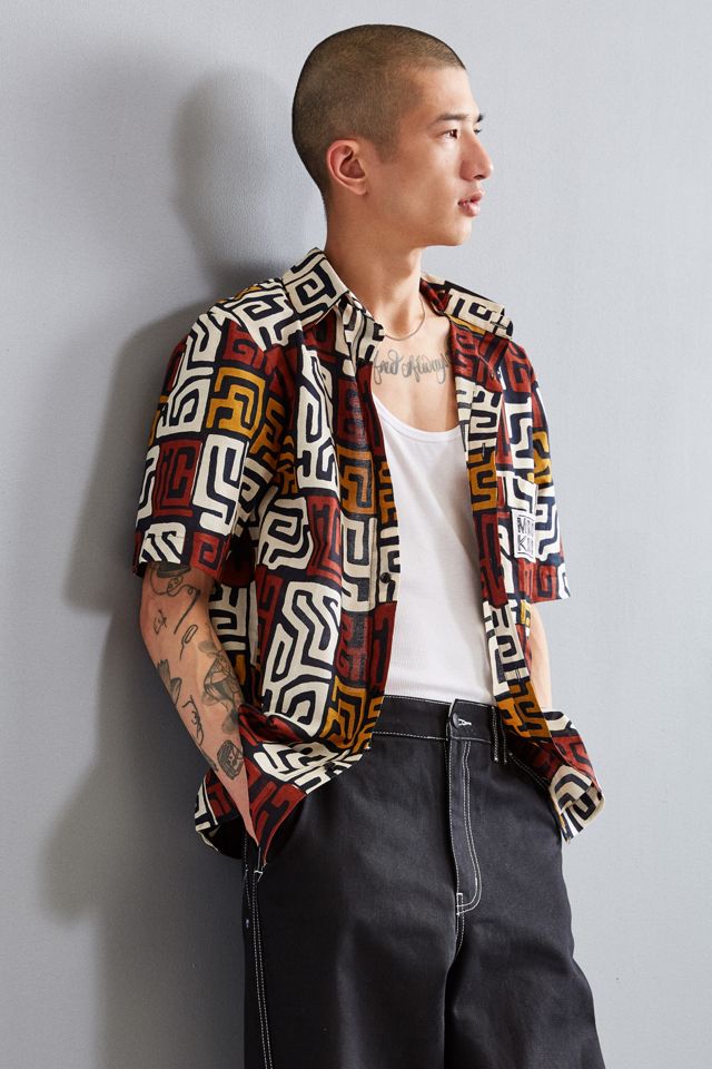Mojo Kojo Maz Print Short Sleeve Button-Down Shirt | Urban Outfitters