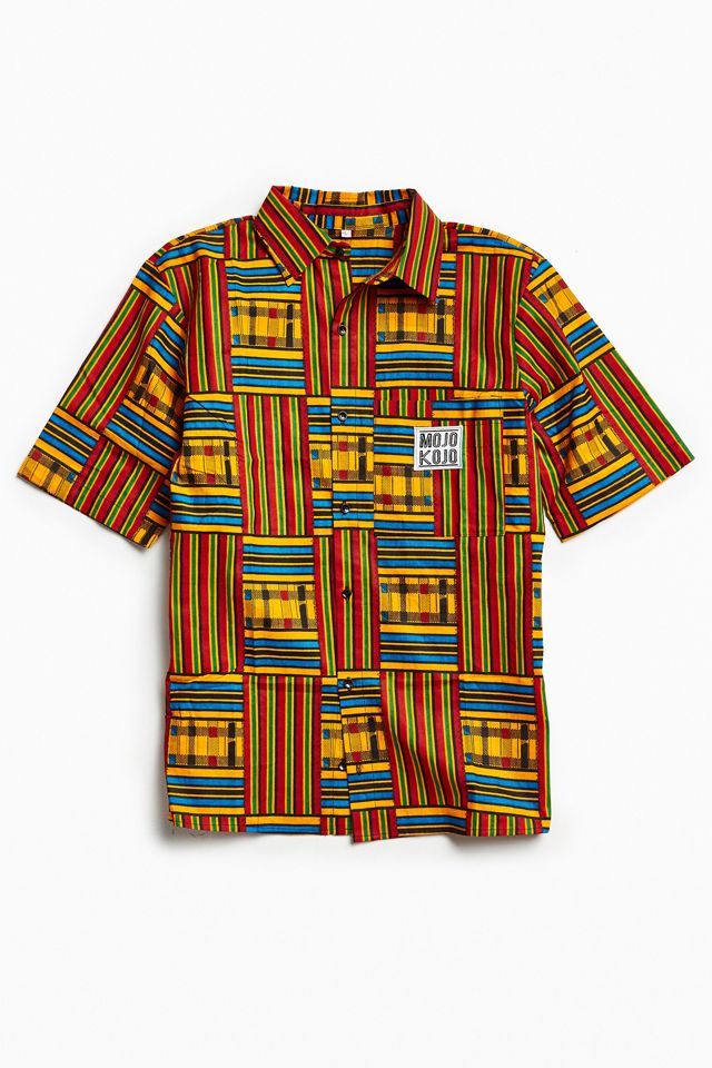 Mojo Kojo Kente Stripe Short Sleeve Button-Down Shirt | Urban ...