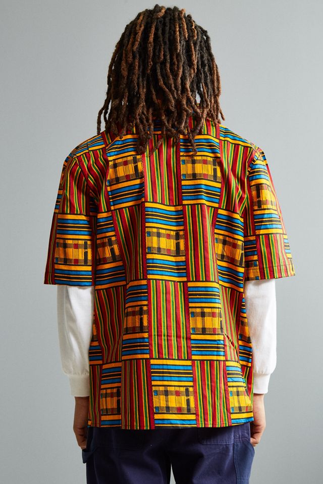 Mojo Kojo Kente Stripe Short Sleeve Button-Down Shirt | Urban ...