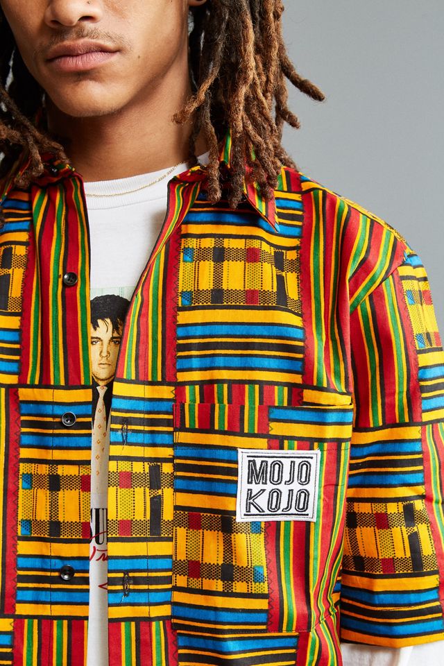 Mojo Kojo Kente Stripe Short Sleeve Button-Down Shirt | Urban ...
