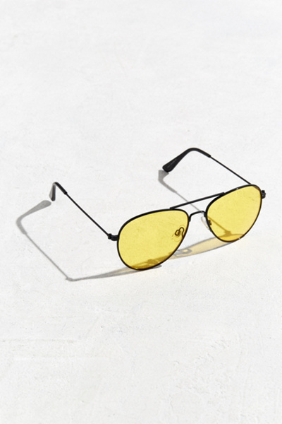 Yellow Lens Classic Aviator Sunglasses | Urban Outfitters