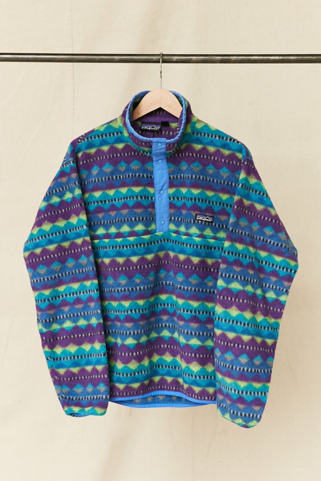 Vintage Patagonia Purple + Blue Pattern Fleece Pullover Jacket | Urban ...
