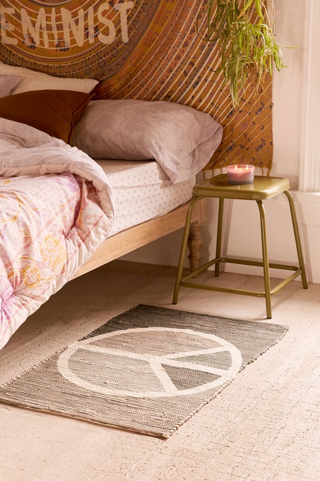 Peace Sign Printed Rug | Urban Outfitters