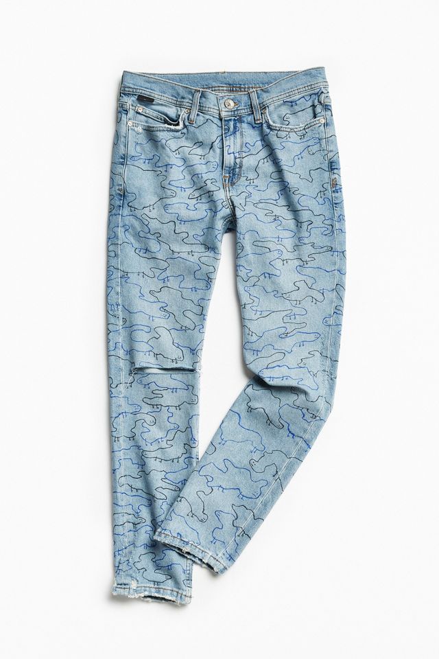 BDG X Brian Lynch Hand-Doodled Blue Camo Skinny Jean | Urban Outfitters ...