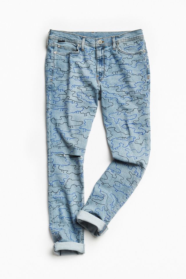 BDG X Brian Lynch Hand-Doodled Blue Camo Skinny Jean | Urban Outfitters
