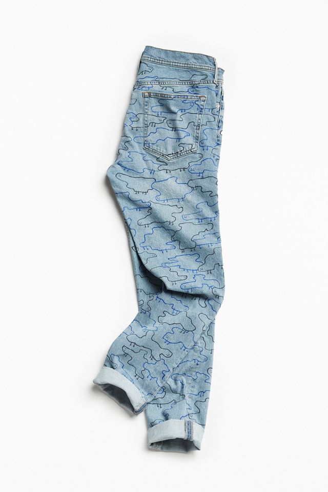 BDG X Brian Lynch Hand-Doodled Blue Camo Skinny Jean | Urban Outfitters