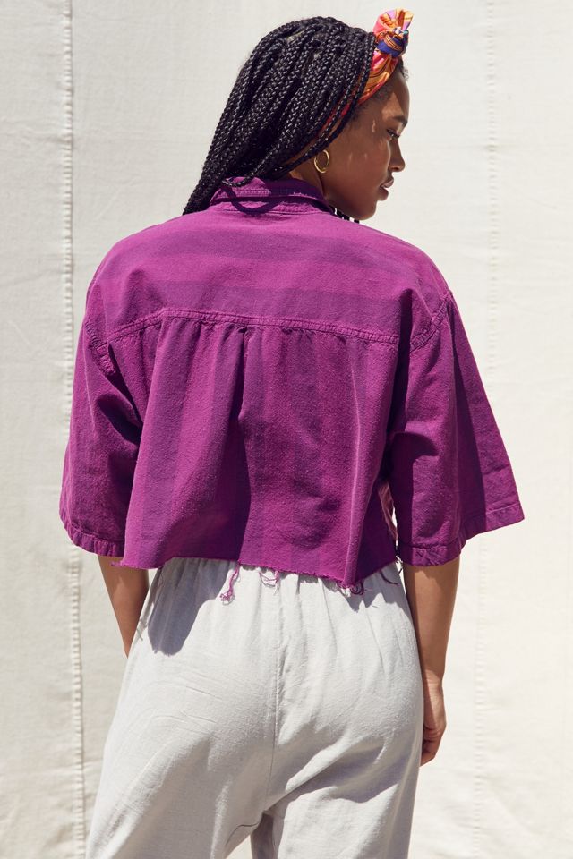 Vintage Striped Button-Down Cropped Shirt | Urban Outfitters