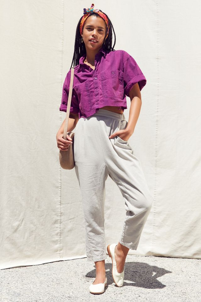 Vintage Striped Button-Down Cropped Shirt | Urban Outfitters