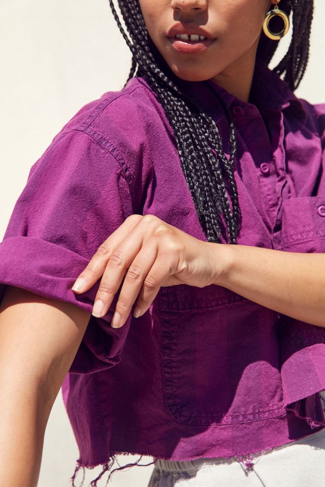 Vintage Striped Button-Down Cropped Shirt | Urban Outfitters