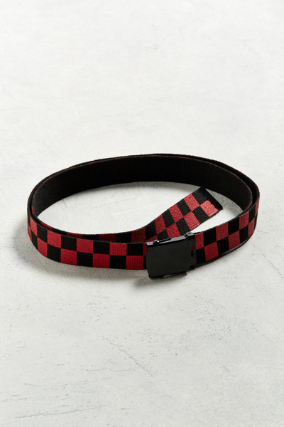 UO Red Checkered Extra Long Web Belt | Urban Outfitters Canada