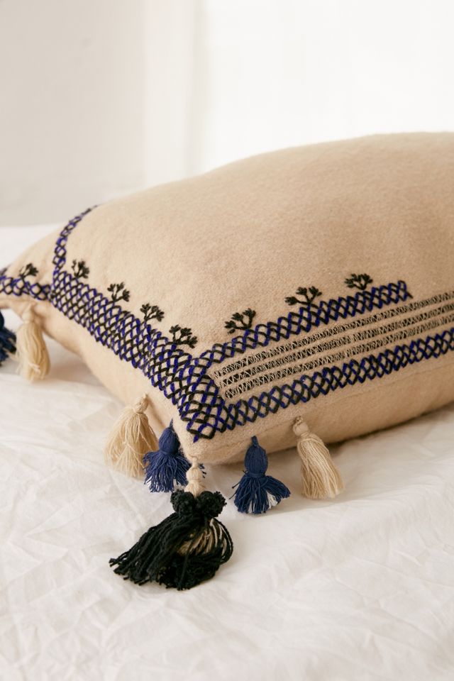 Embroidered Wool Lumbar Pillow | Urban Outfitters