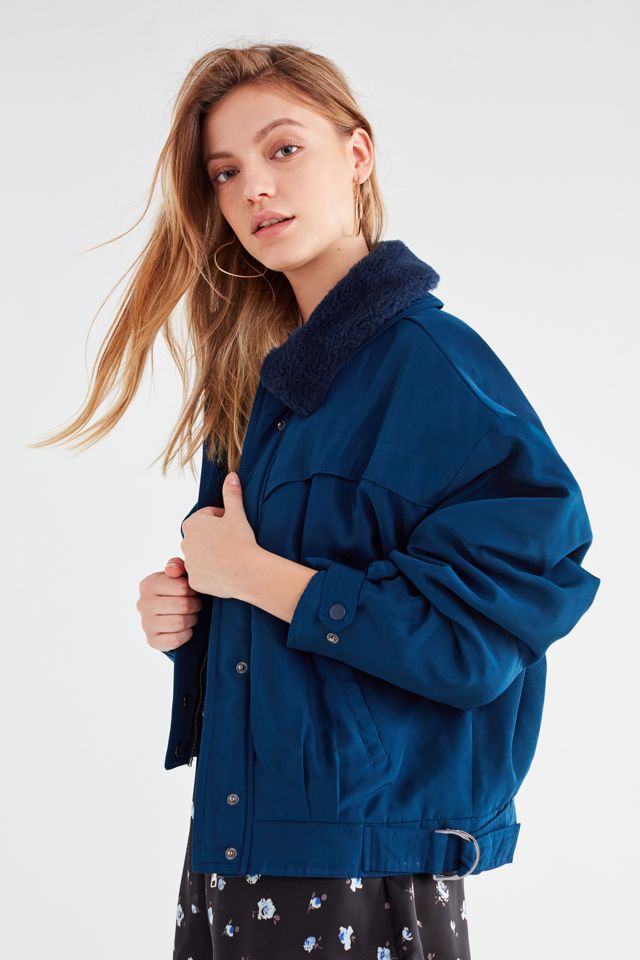 UO Eleanor Faux-Fur Collar Flight Jacket | Urban Outfitters