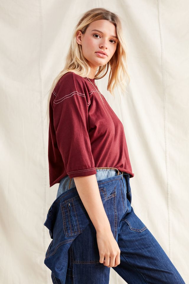 Vintage Contrast Stitch Football Tee | Urban Outfitters