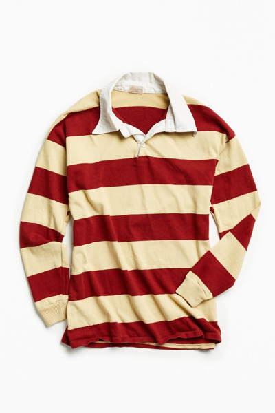 Vintage Maroon + Gold Stripe Rugby Shirt | Urban Outfitters