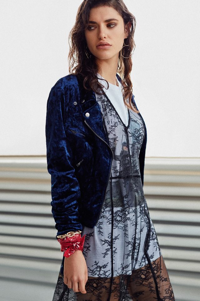 UO Velvet Moto Jacket | Urban Outfitters