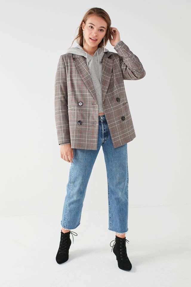 UO Red Checkered Blazer | Urban Outfitters