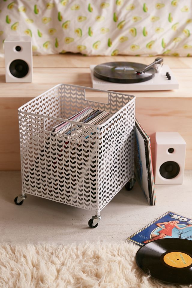 Rolling Record Storage Bin | Urban Outfitters