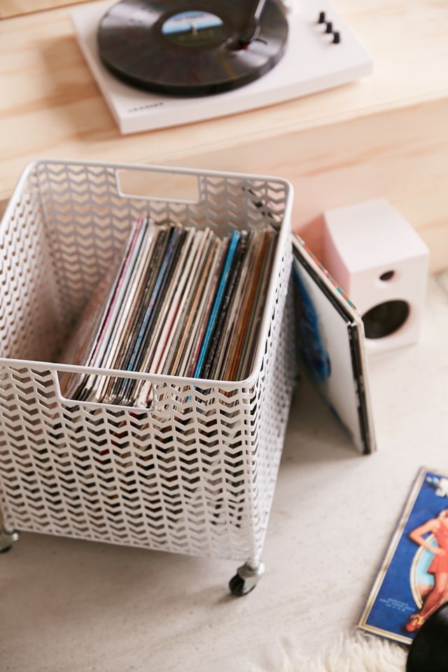 Rolling Record Storage Bin | Urban Outfitters