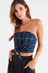 BDG Tie-Front Flannel Tube Top | Urban Outfitters