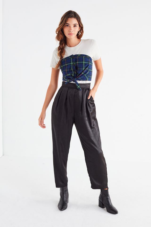 BDG Tie-Front Flannel Tube Top | Urban Outfitters