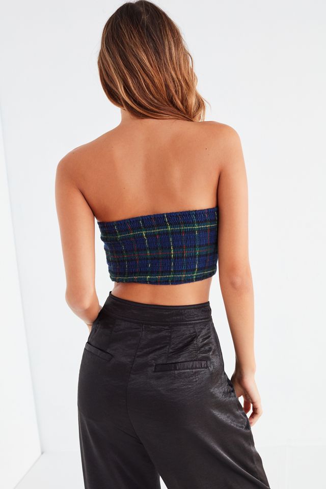 BDG Tie-Front Flannel Tube Top | Urban Outfitters