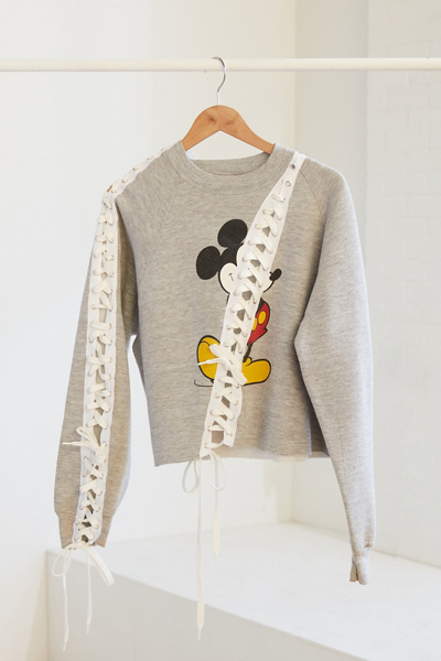 Urban Renewal X UO Design Vintage Mickey Mouse Lace-Up Sweatshirt ...