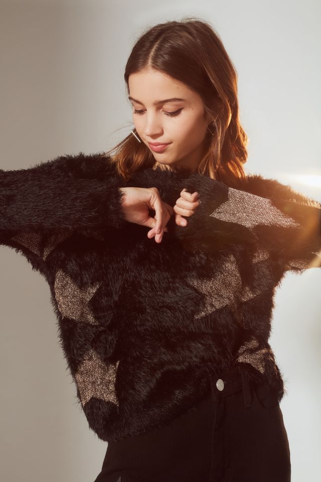 Haute Rogue Fuzzy Star Sweater | Urban Outfitters