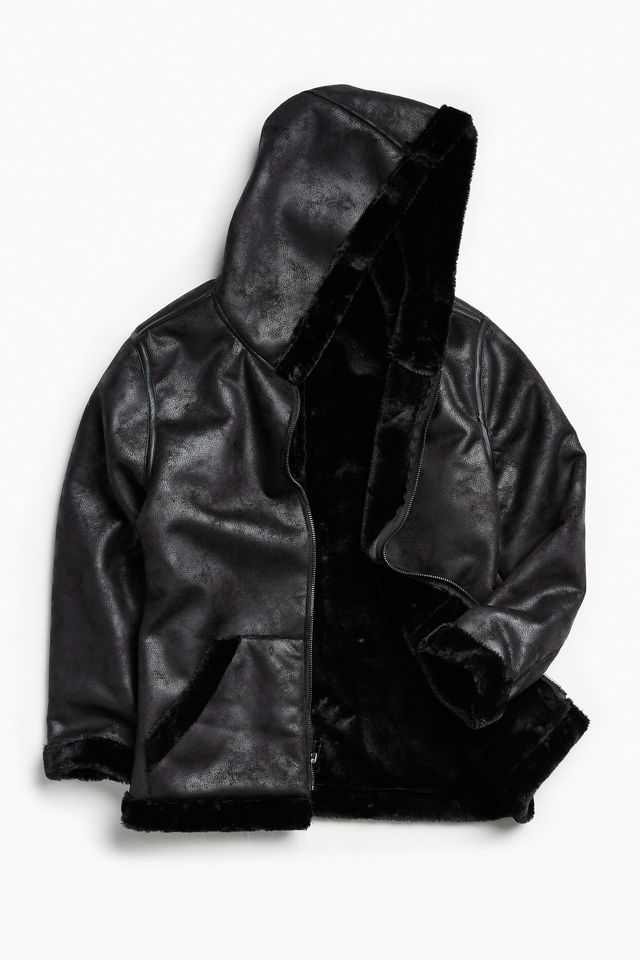 UO Shearling Hooded Jacket | Urban Outfitters