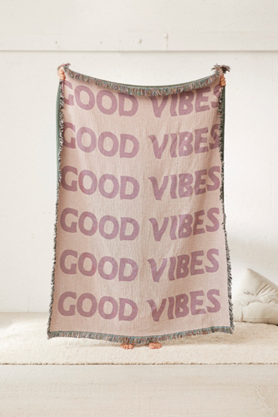Good Vibes Woven Throw Blanket | Urban Outfitters