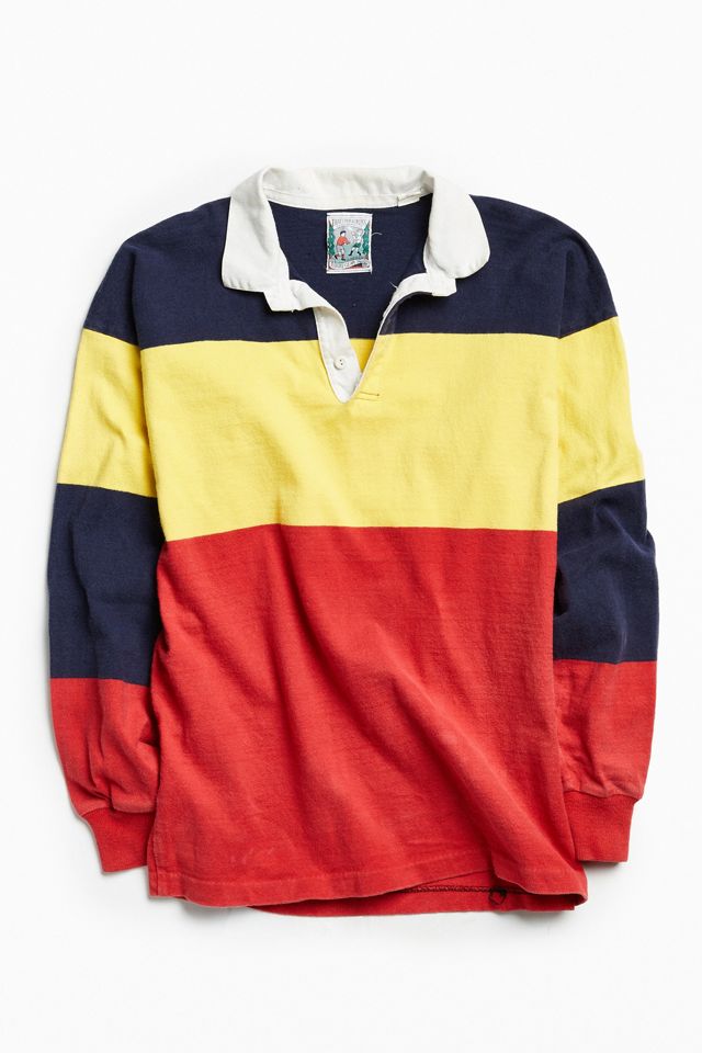 Vintage Thatcher & Cross Red Multi Colorblocked Rugby Shirt | Urban ...