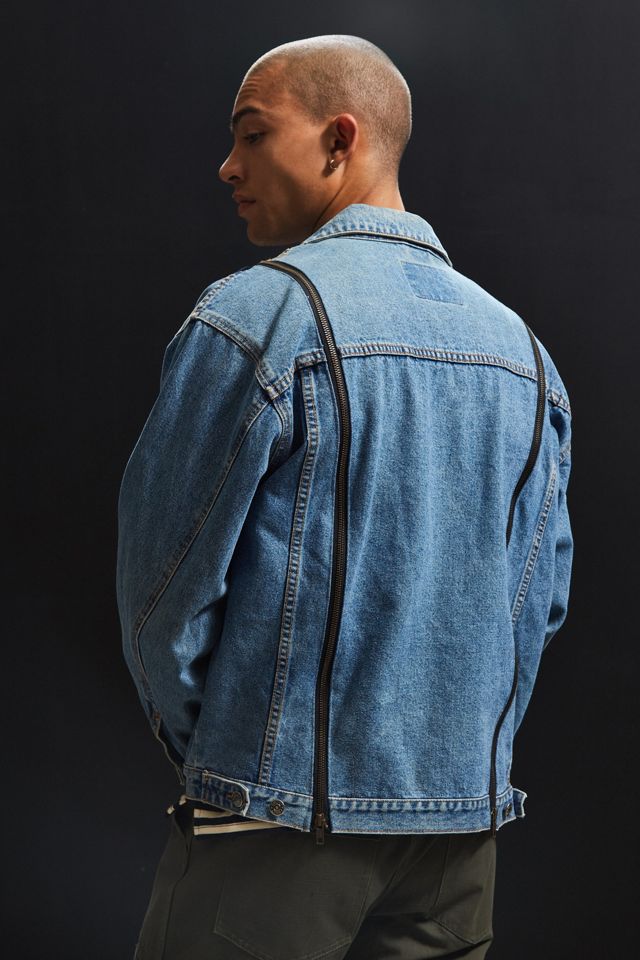 Vintage Double Back Zipper Denim Trucker Jacket | Urban Outfitters