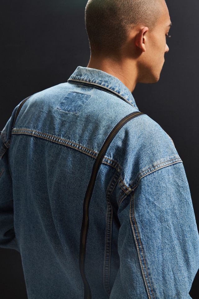 Vintage Double Back Zipper Denim Trucker Jacket | Urban Outfitters